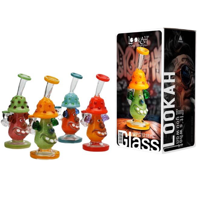 LOOKAH GLASS 8'' MUSHROOM SHAPE CHARACTER DESIGN WATER PIPE - American ...